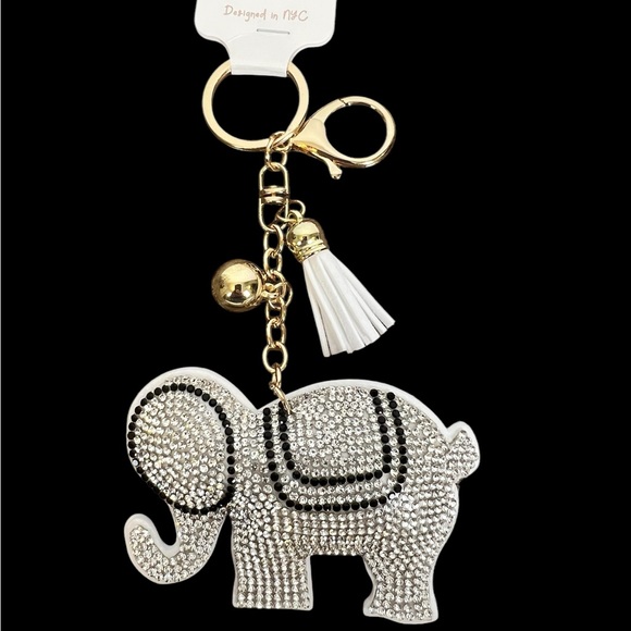 Lulu Lala | Bags | Nwt Puffy White Rhinestone Elephant Bag Charm ...